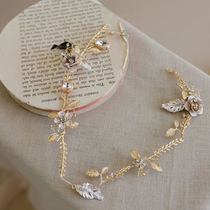Alexis Hair Vine Rose Gold Bridal Hair Piece Wedding Crown Bridal Tiara ...