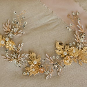 Autumn Golden Flower Crown Fall Wedding Flower Crown Metal - Etsy