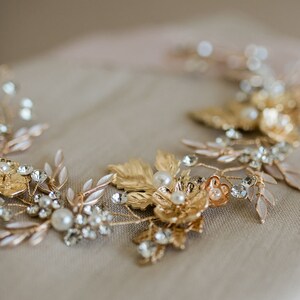 Autumn Golden Flower Crown Fall Wedding Flower Crown Metal - Etsy