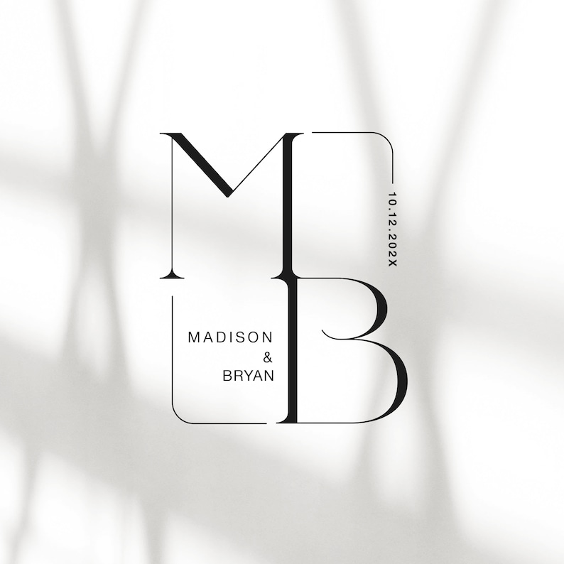 Premade Modern Wedding Monogram, Elegant Minimalist Wedding Logo Design ...