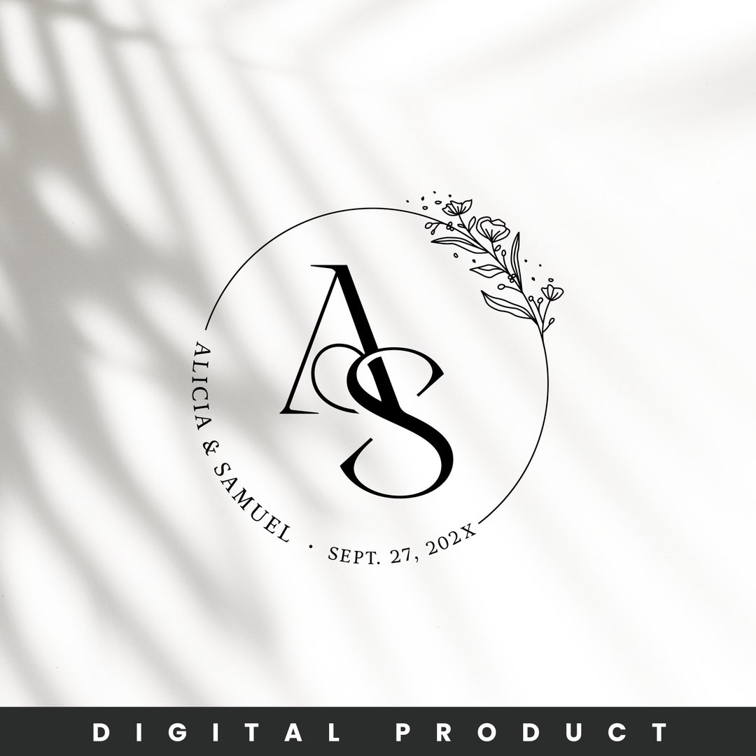 Premade Wedding Monogram, Custom Wedding Initials, Elegant Wedding Gift ...