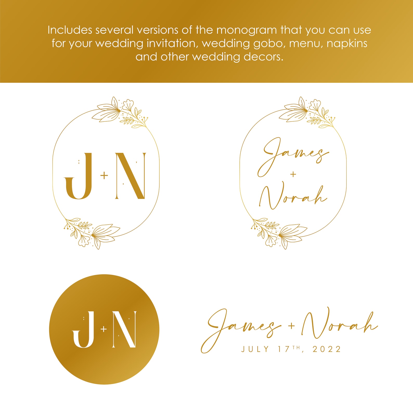 Elegant Modern Wedding Monogram Wedding Logo Set Wedding - Etsy