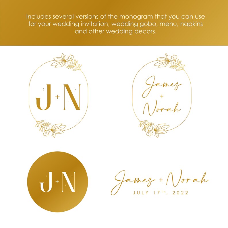Elegant Modern Wedding Monogram Wedding Logo Set Wedding - Etsy