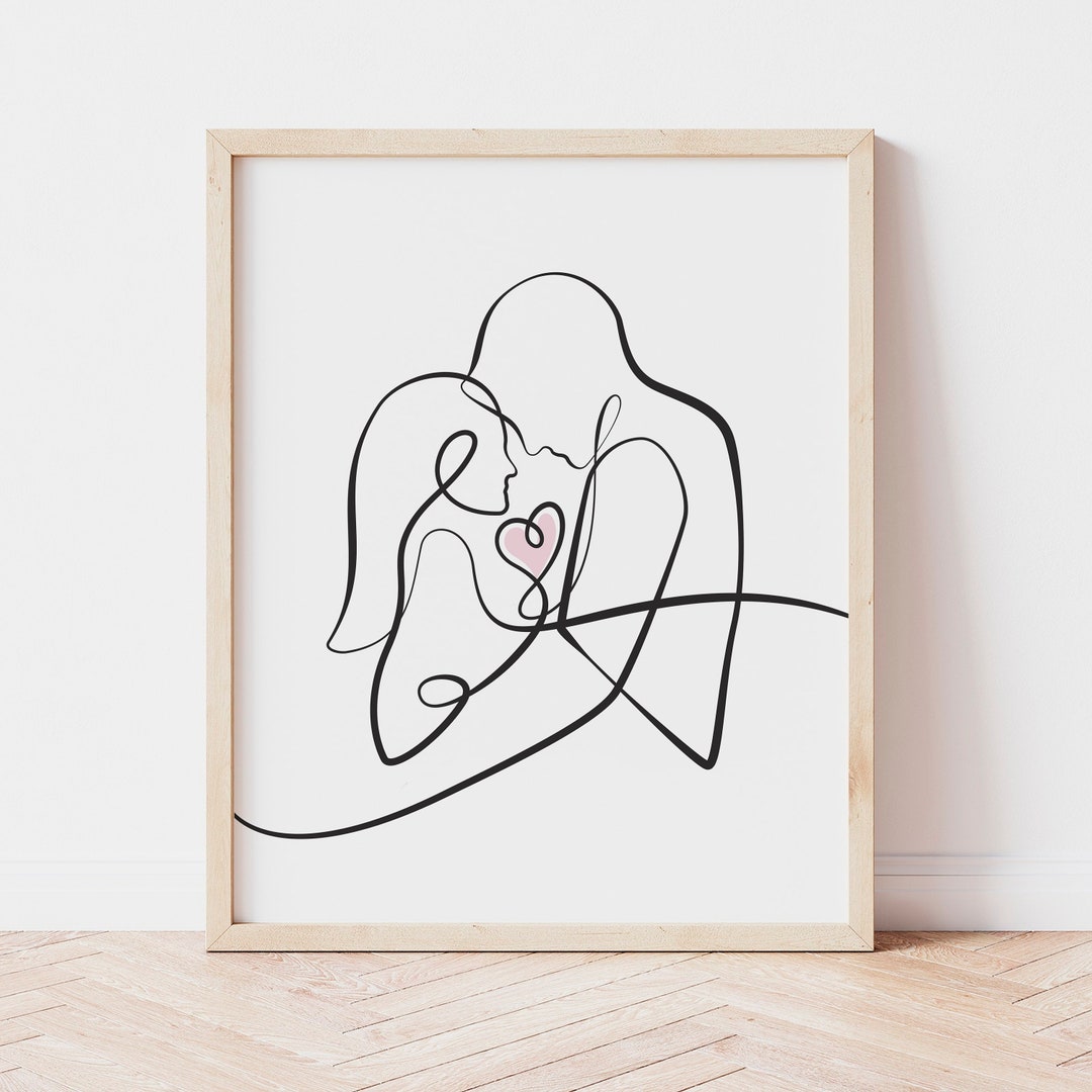 Couple Abstract Line Art, Abstract, Printable Wallart, Wall Art ...