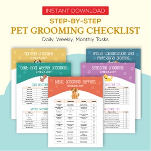 Printable Pet Grooming Planner Tracker - Instant Download, Dog Grooming ...