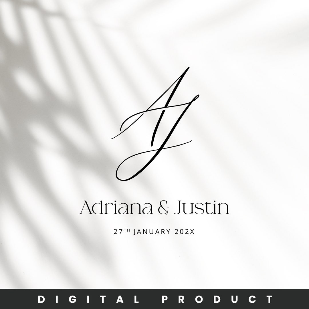 Elegant Modern Wedding Monogram, Premade Wedding Logo Design, Couple ...