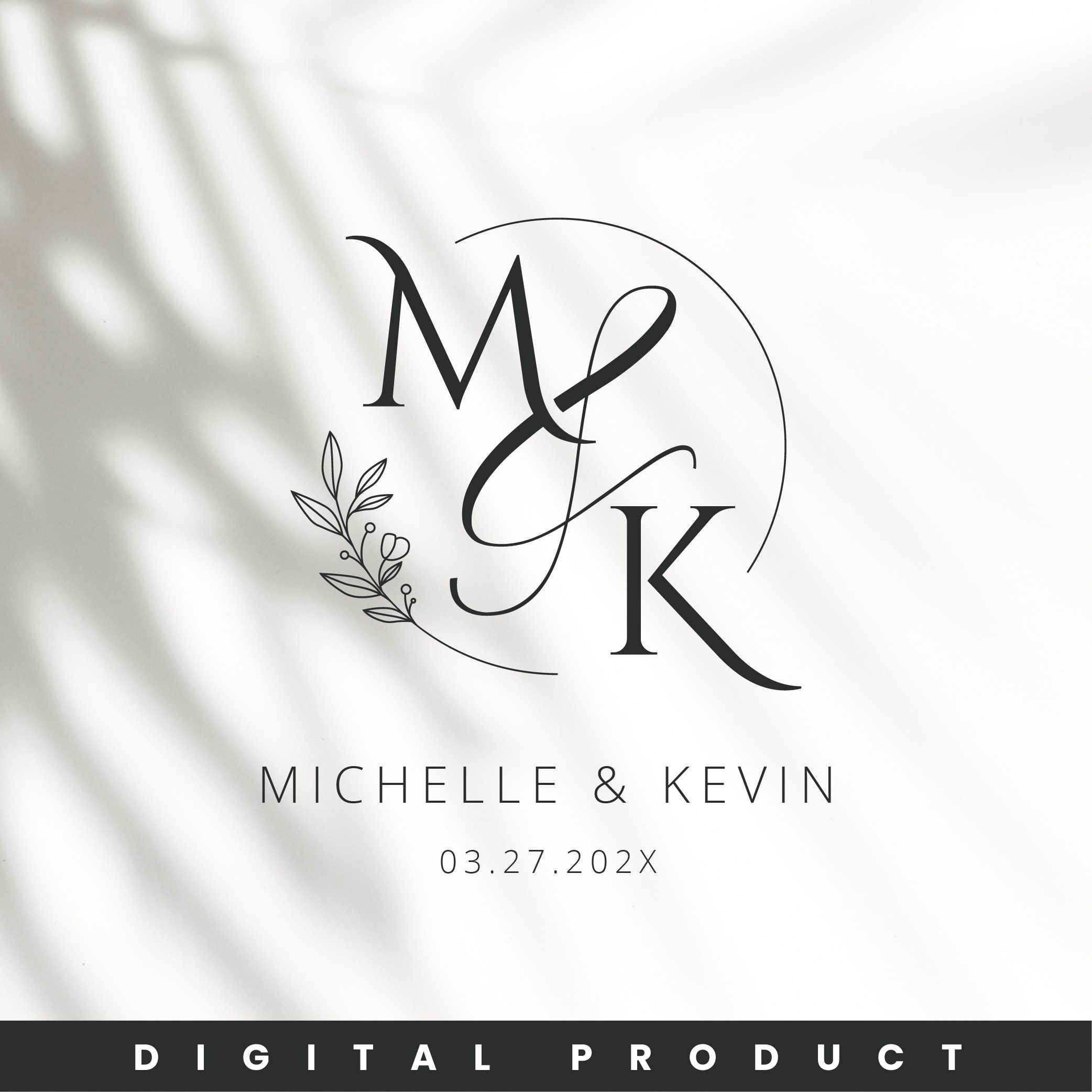 Elegant Wedding Monogram, Premade Modern Wedding Logo, Wedding Gobo ...