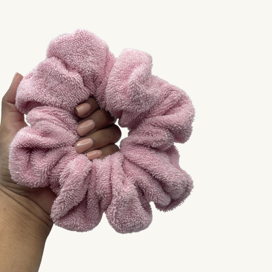 Large Light Pink Handmade Drying Towel Scrunchies Terry Cloth Fabric ...