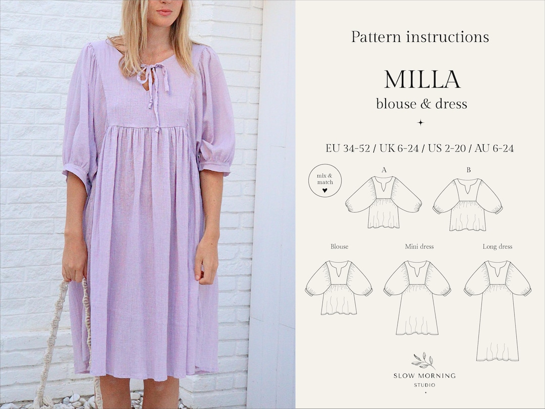 Digital Sewing Pattern, Digital PDF Sewing Pattern for Women, Dress ...