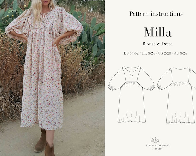 Dress Sewing Pattern for Boho Style Long Dress Beginner-friendly PDF ...