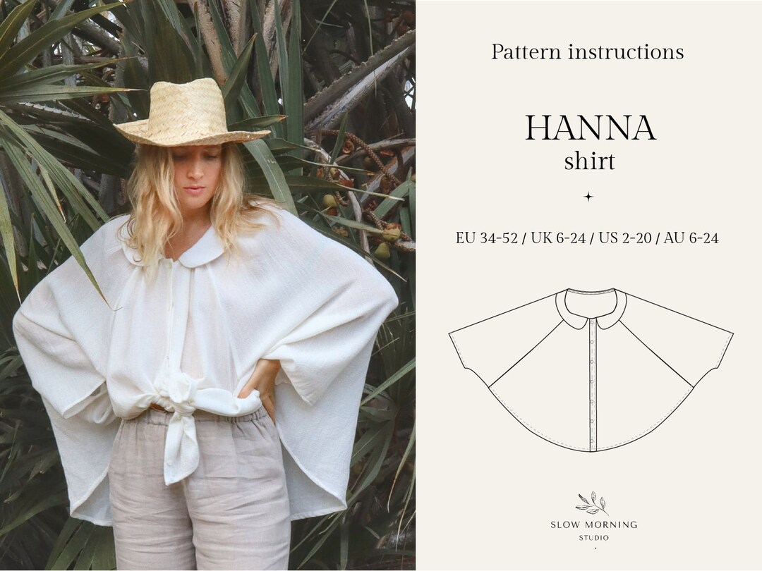 Digital Sewing Pattern, Digital Shirt PDF Sewing Pattern for Women ...