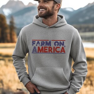 Farm on America Unisex Hooded Sweatshirt, Farming Hoodie, Farming Shirt ...
