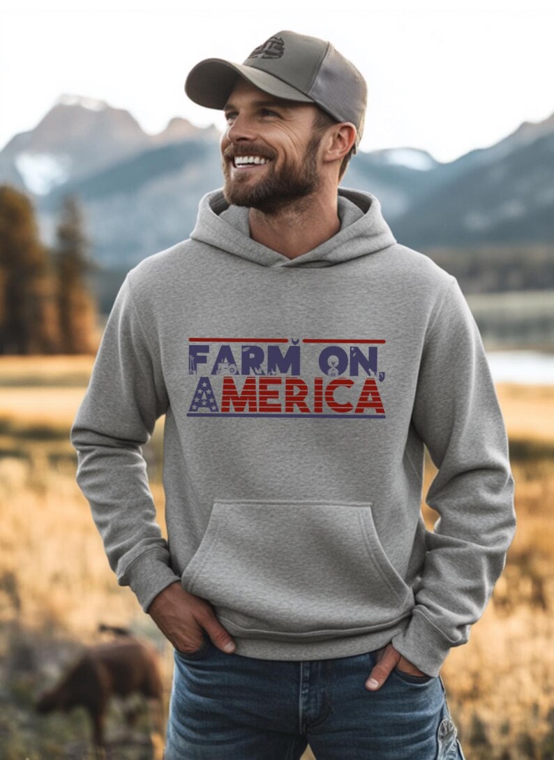 Farm on America Unisex Hooded Sweatshirt, Farming Hoodie, Farming Shirt ...