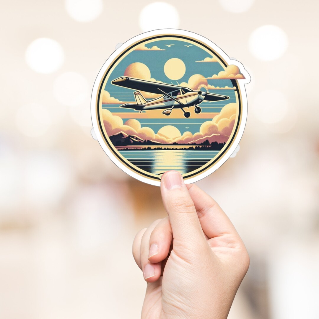 Retro Pilot Sunset Sticker. Pilot Gift. Aviator Collector Sticker ...