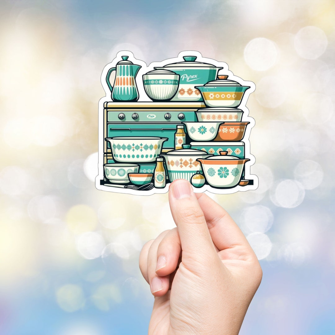Teal Yellow Retro Pyrex Corningware Stickers Grandma Kitchen Gift for ...