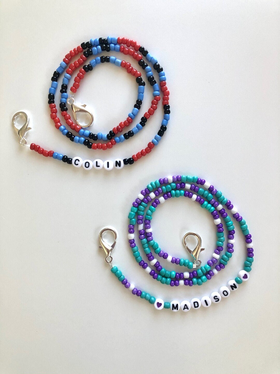 Personalized Kids Mask Lanyard, Girl Mask Lanyard, Face Mask Beaded ...