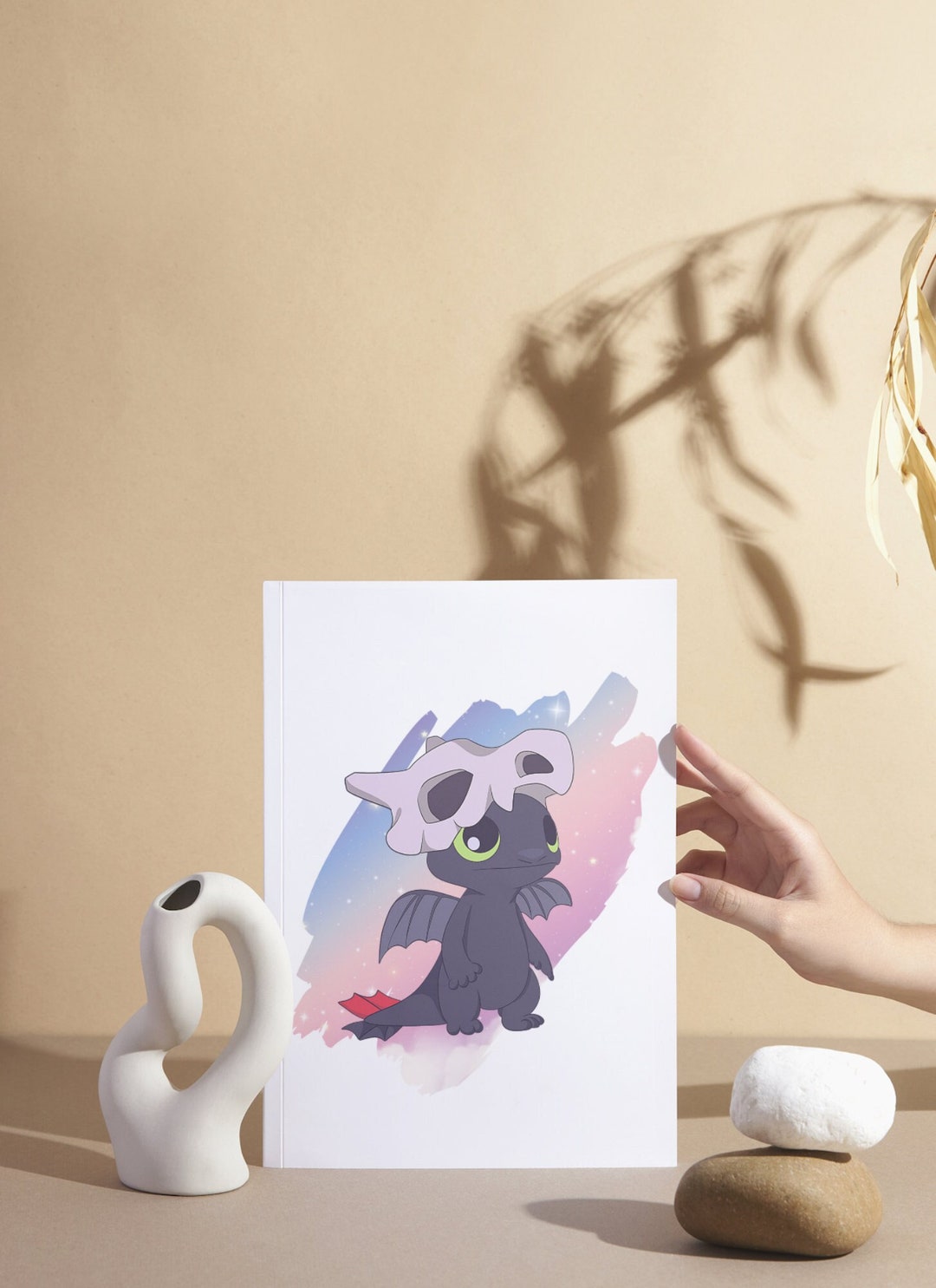 Missing Tooth Dragon With Skull Art Print Anime Valentines Present - Etsy
