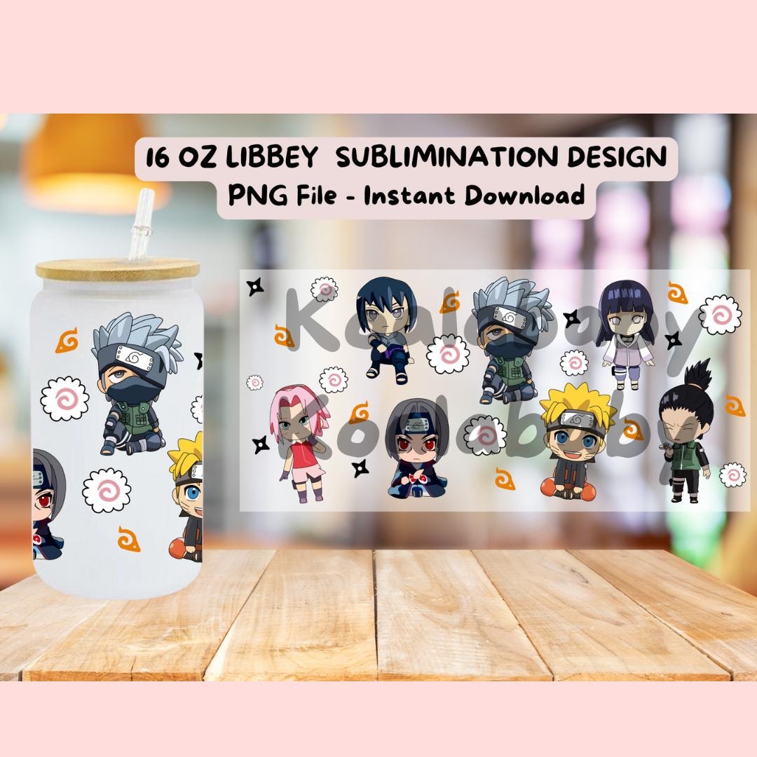 Anime Kawaii Cat Nekko Ninja 16oz Libbey Glass Can Wrap, PNG, Download ...