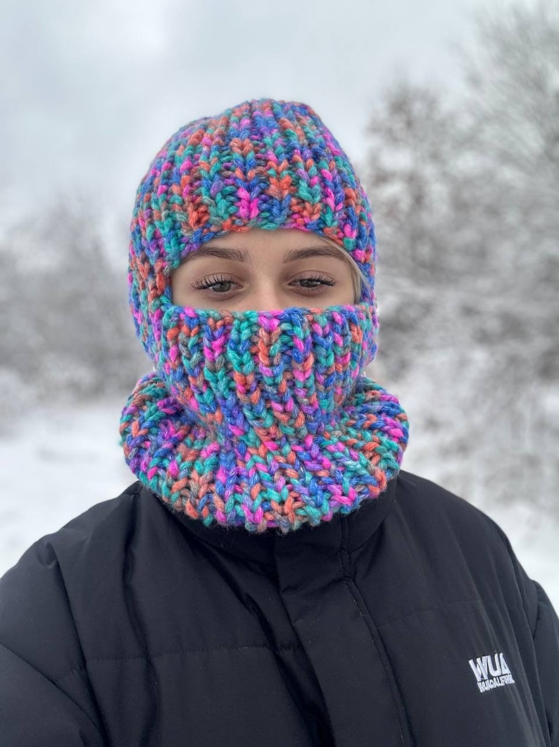 Colorful Handmade Winter Balaclava Suitable for Skiing. Warm Ski Mask ...