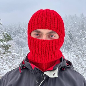 Red Handmade Balaclava for Men. Warm Soft Ski Mask - Etsy