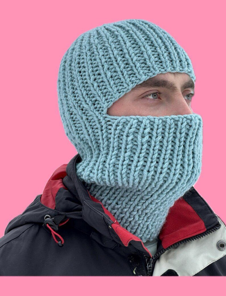 Hand-knitted Blue Balaclava – Warm and Stylish Winter Headwear - Etsy