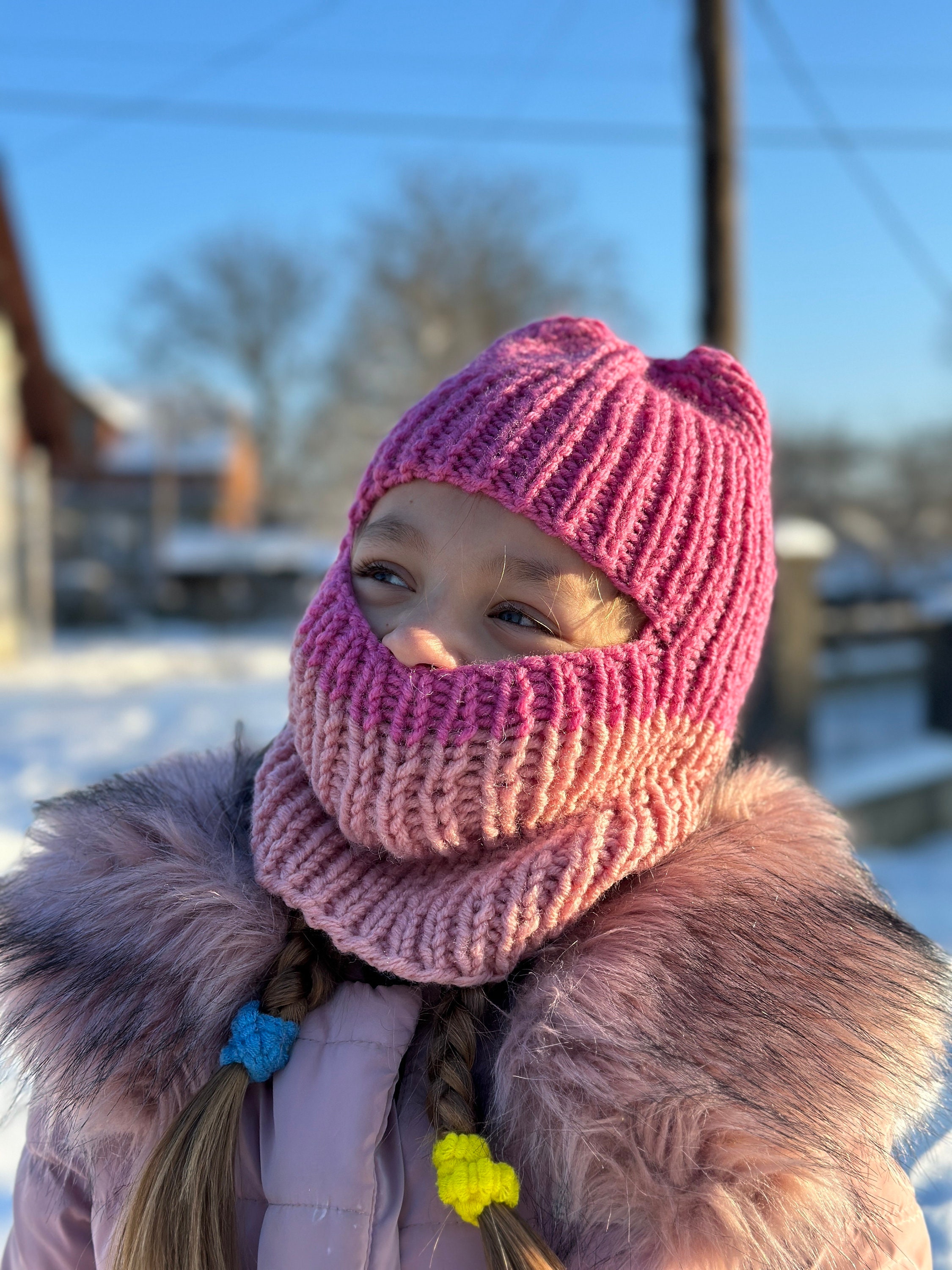 Pink Wool Balaclava, Knit Balaclava, Crochet Balaclava, Ski Mask ...