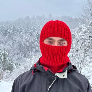Red Handmade Balaclava for Men. Warm Soft Ski Mask - Etsy