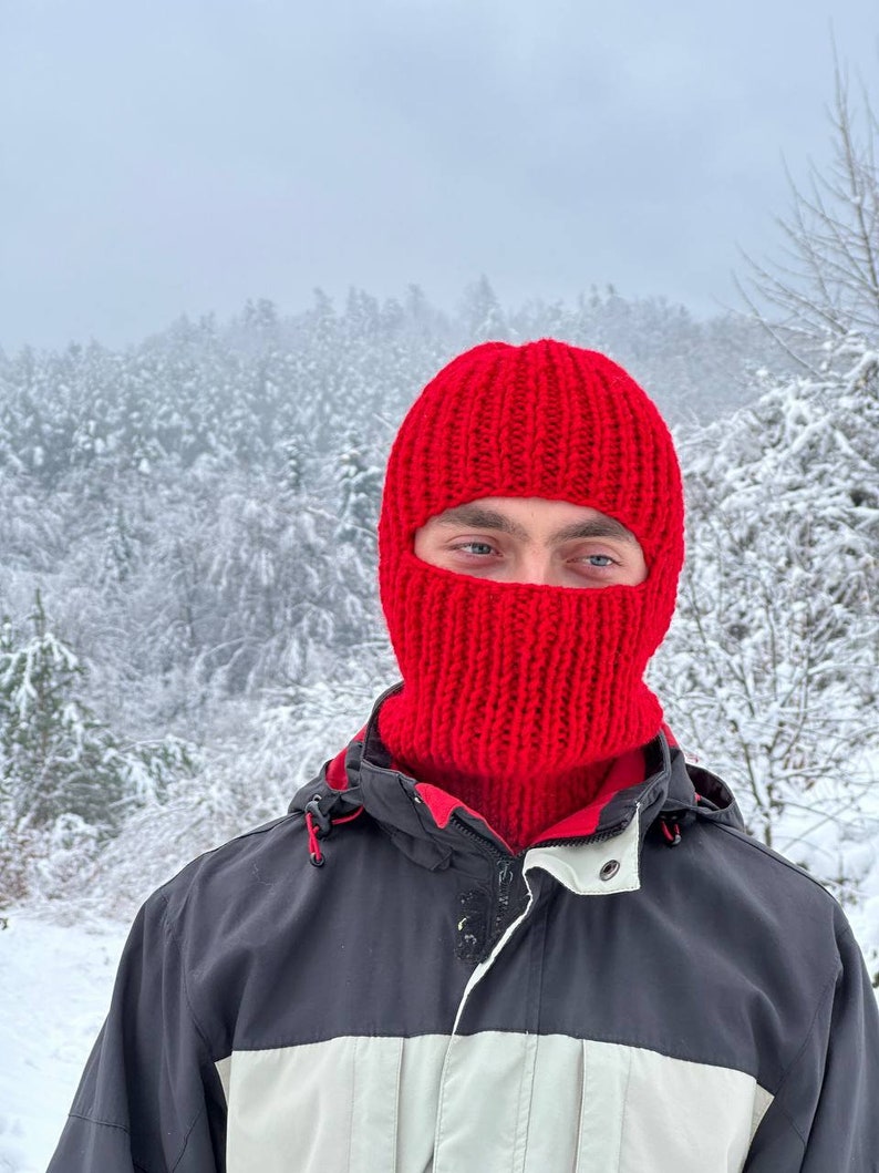 Red Handmade Balaclava for Men. Warm Soft Ski Mask - Etsy