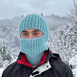 Hand-knitted Blue Balaclava – Warm and Stylish Winter Headwear - Etsy