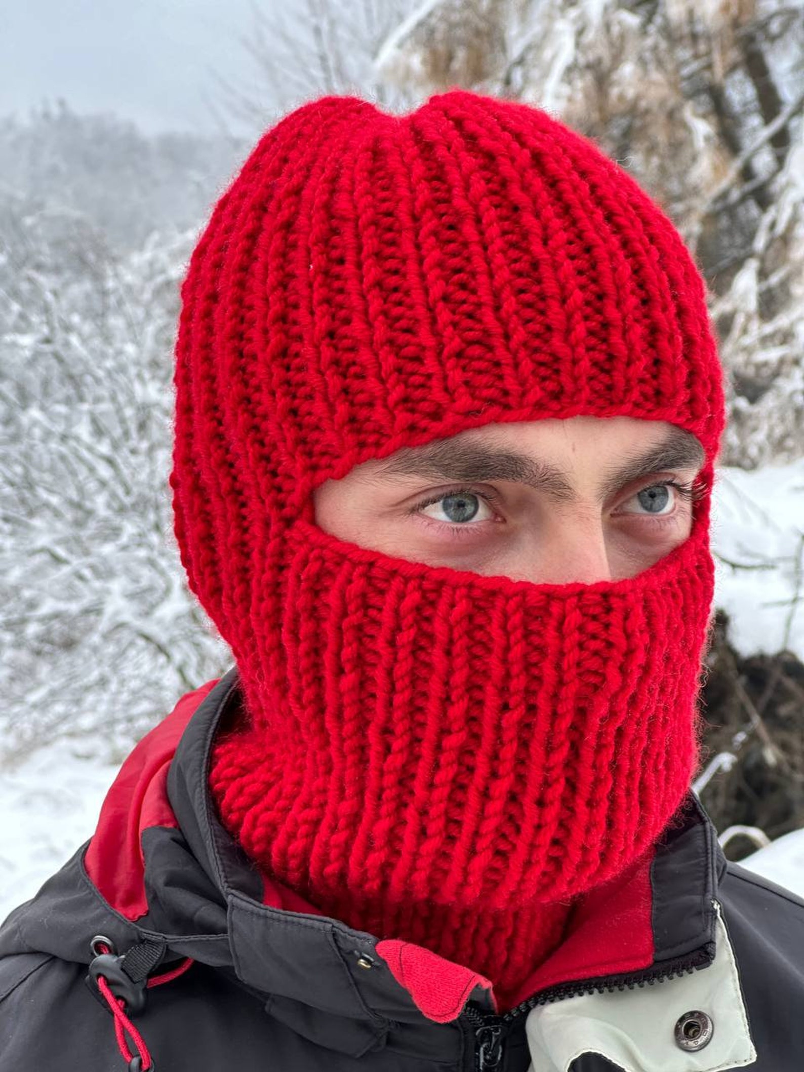 Red Handmade Balaclava for Men. Warm Soft Ski Mask - Etsy
