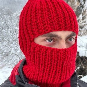 Red Handmade Balaclava for Men. Warm Soft Ski Mask - Etsy