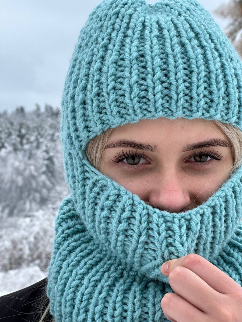 Hand-knitted Blue Balaclava – Warm and Stylish Winter Headwear - Etsy