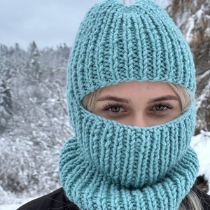 Hand-knitted Blue Balaclava – Warm and Stylish Winter Headwear - Etsy