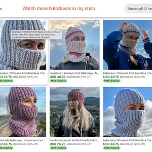 Handmade Milky Balaclava With Pink Lines Beautiful and Warm Winter ...