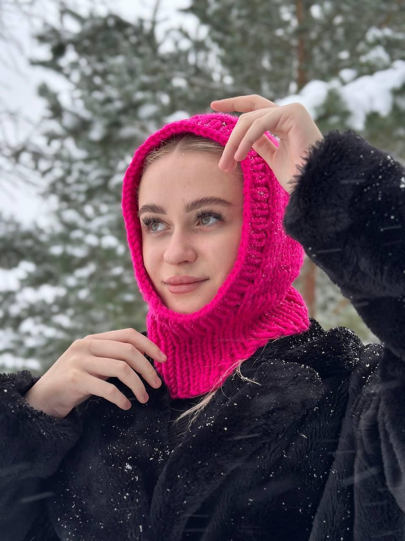 Hand-knitted Balaclava Fuchsia Winter - Etsy