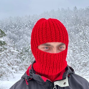 Red Handmade Balaclava for Men. Warm Soft Ski Mask - Etsy
