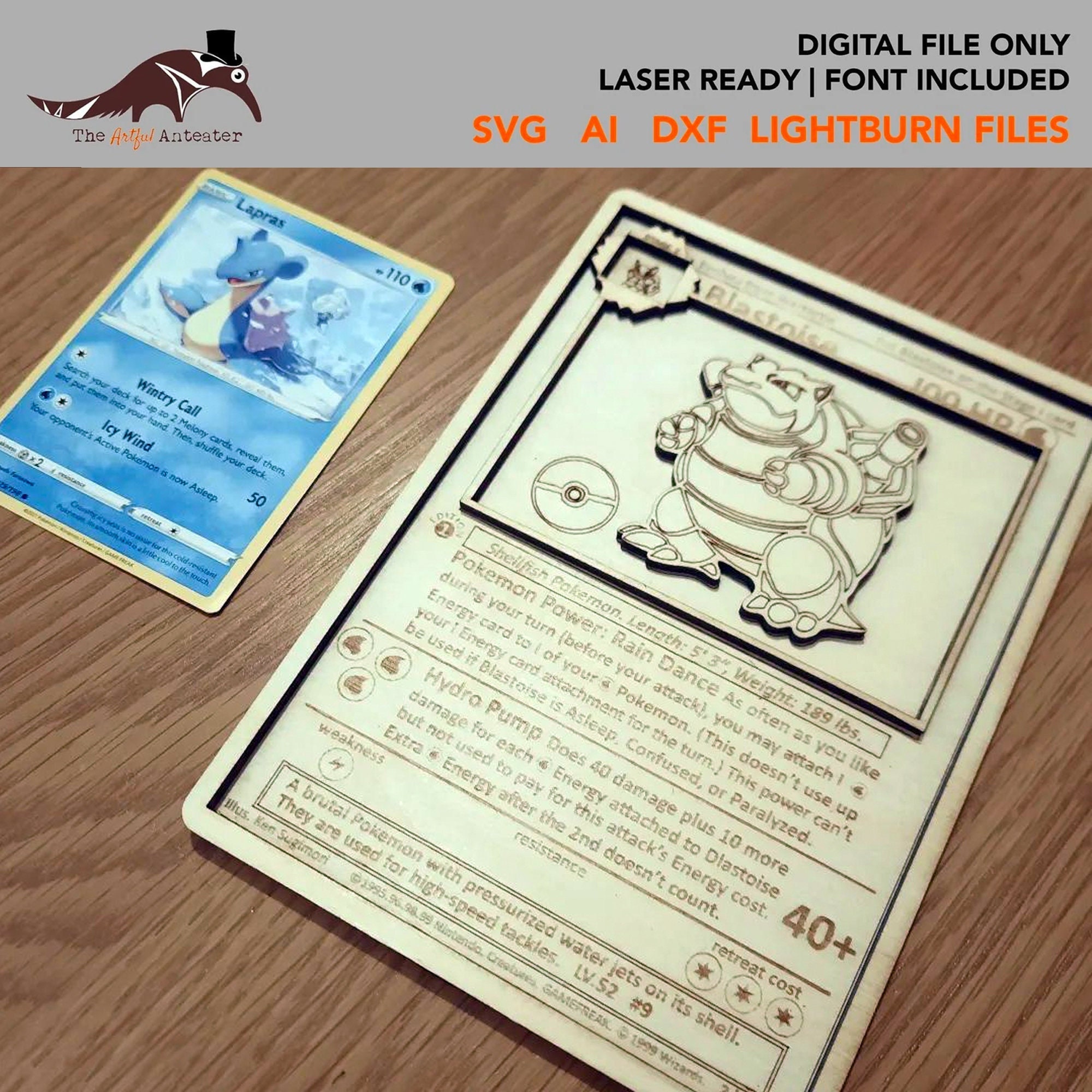 Pokemon Trading Card Blastoise Laser Ready Template SVG DXF Laser Cut ...