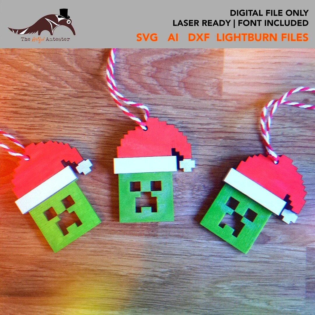 Minecraft Gaming Inspired Christmas Ornament Decoration Laser Ready ...