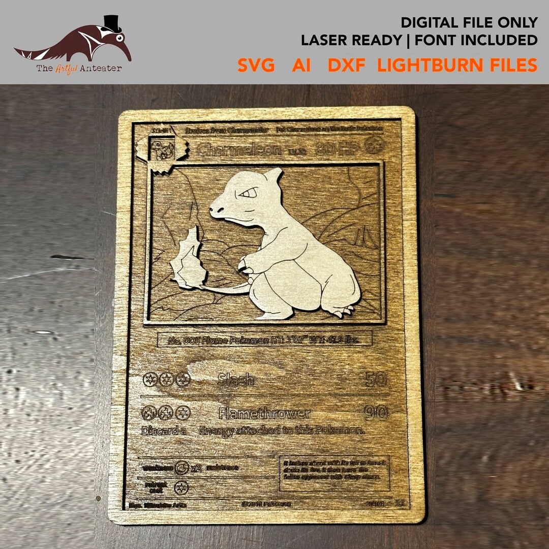 Pokemon Trading Card Charmeleon Laser Ready Template SVG DXF Laser Cut ...
