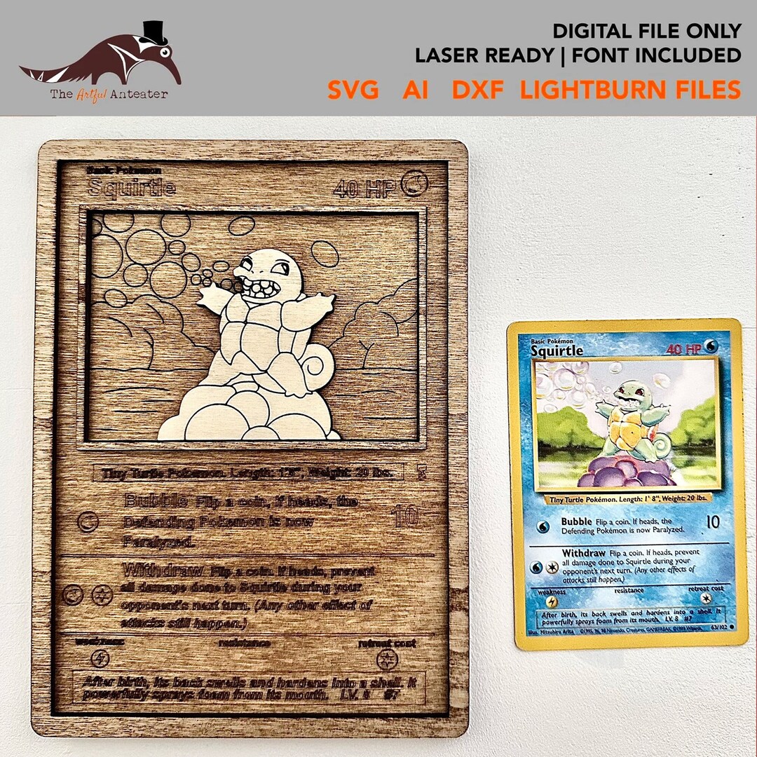 Pokemon Trading Card Squirtle Laser Ready Template SVG DXF Laser Cut ...