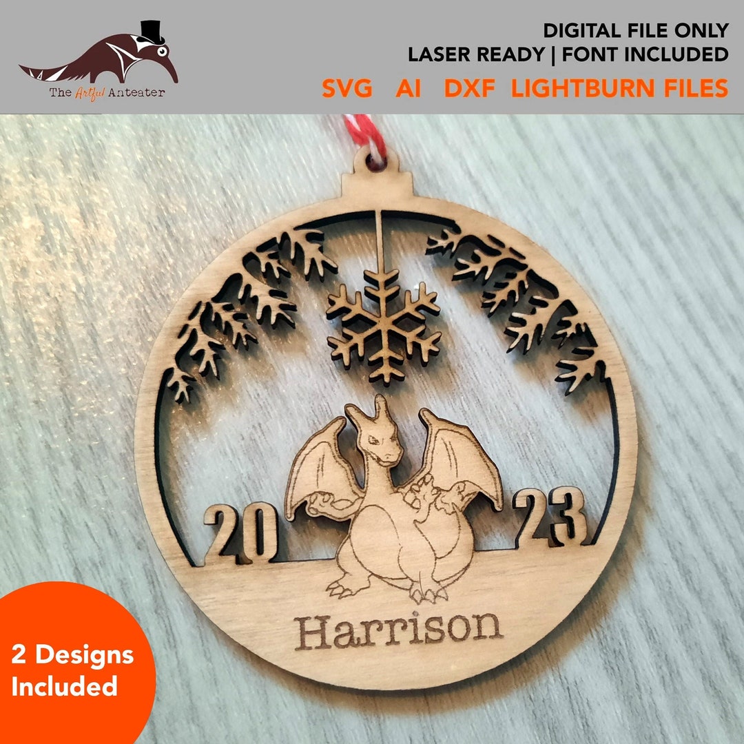 Charizard Inspired Christmas Decoration Laser Ready Template SVG DXF ...