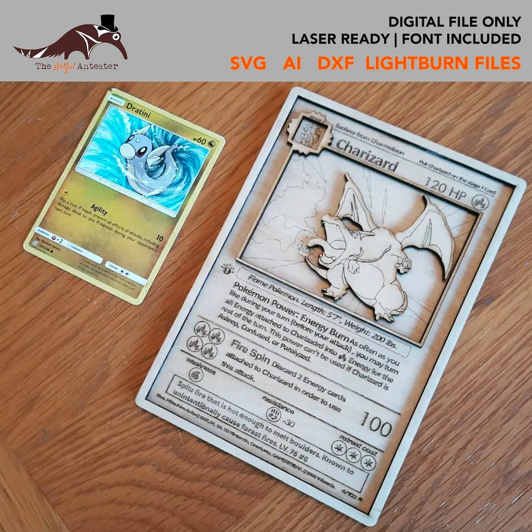 Pokemon Trading Card Charizard Laser Ready Template SVG DXF Laser Cut ...