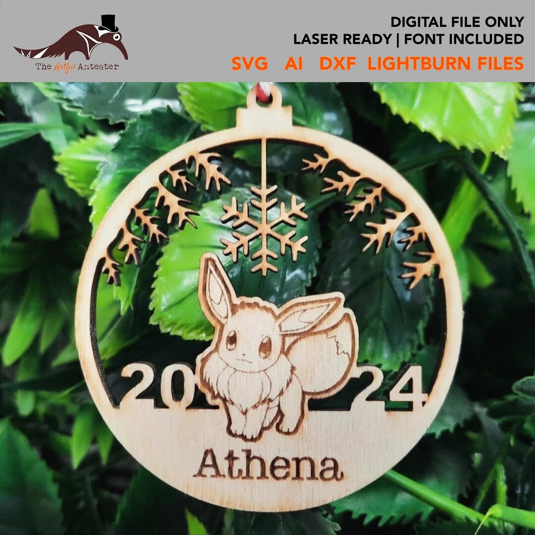 Eevee Inspired Christmas Decoration Laser Ready Template SVG DXF Laser ...