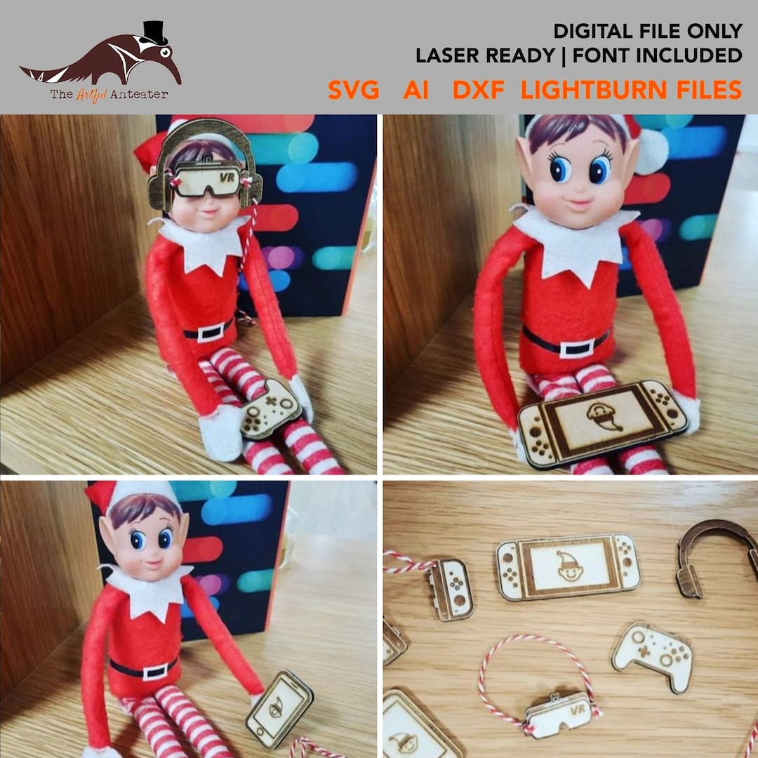 Christmas Elf Tech Gamer Bundle 7 Props Christmas Decoration Ornament ...