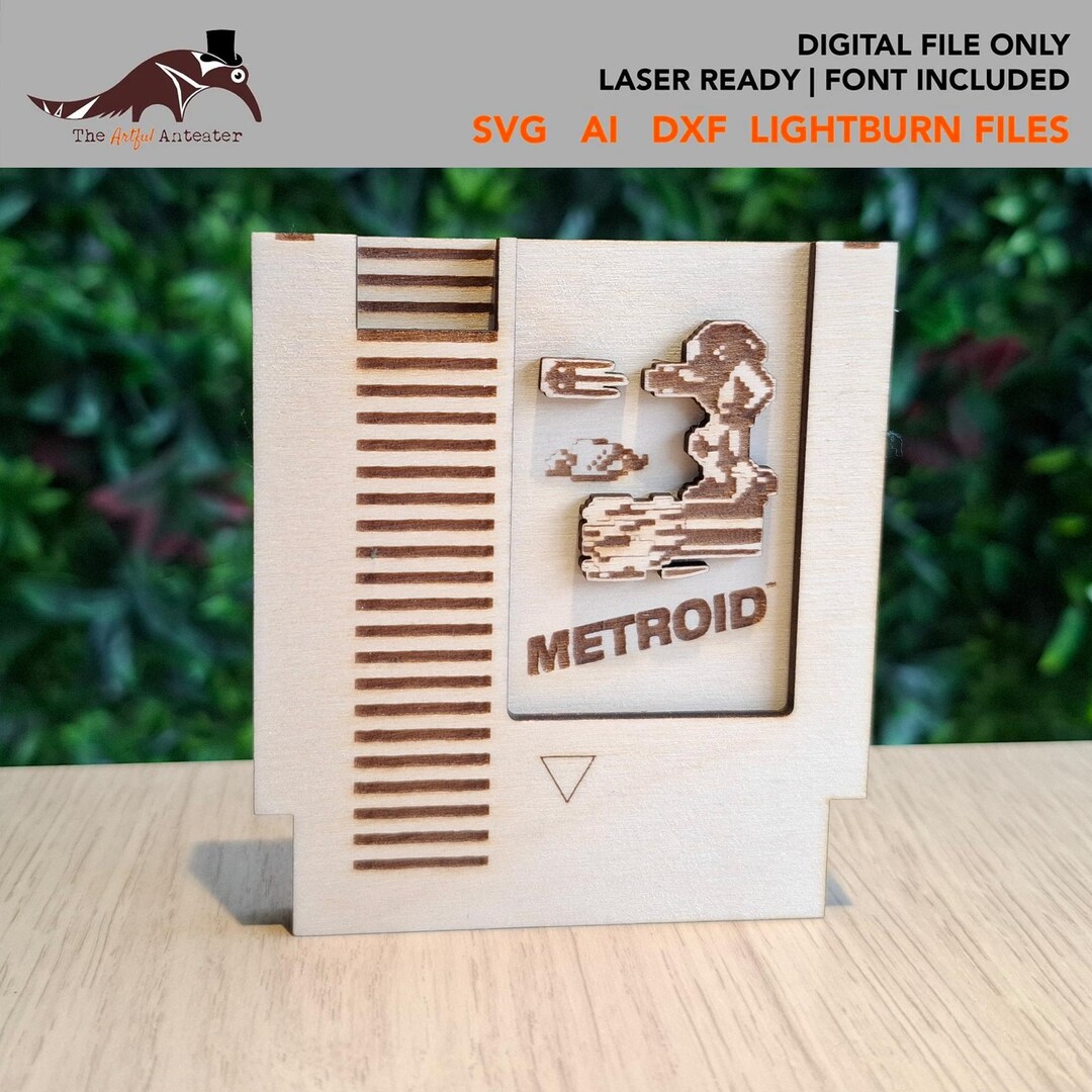 Metroid NES Game Cartridge Laser Ready Template SVG DXF Laser Cut File ...