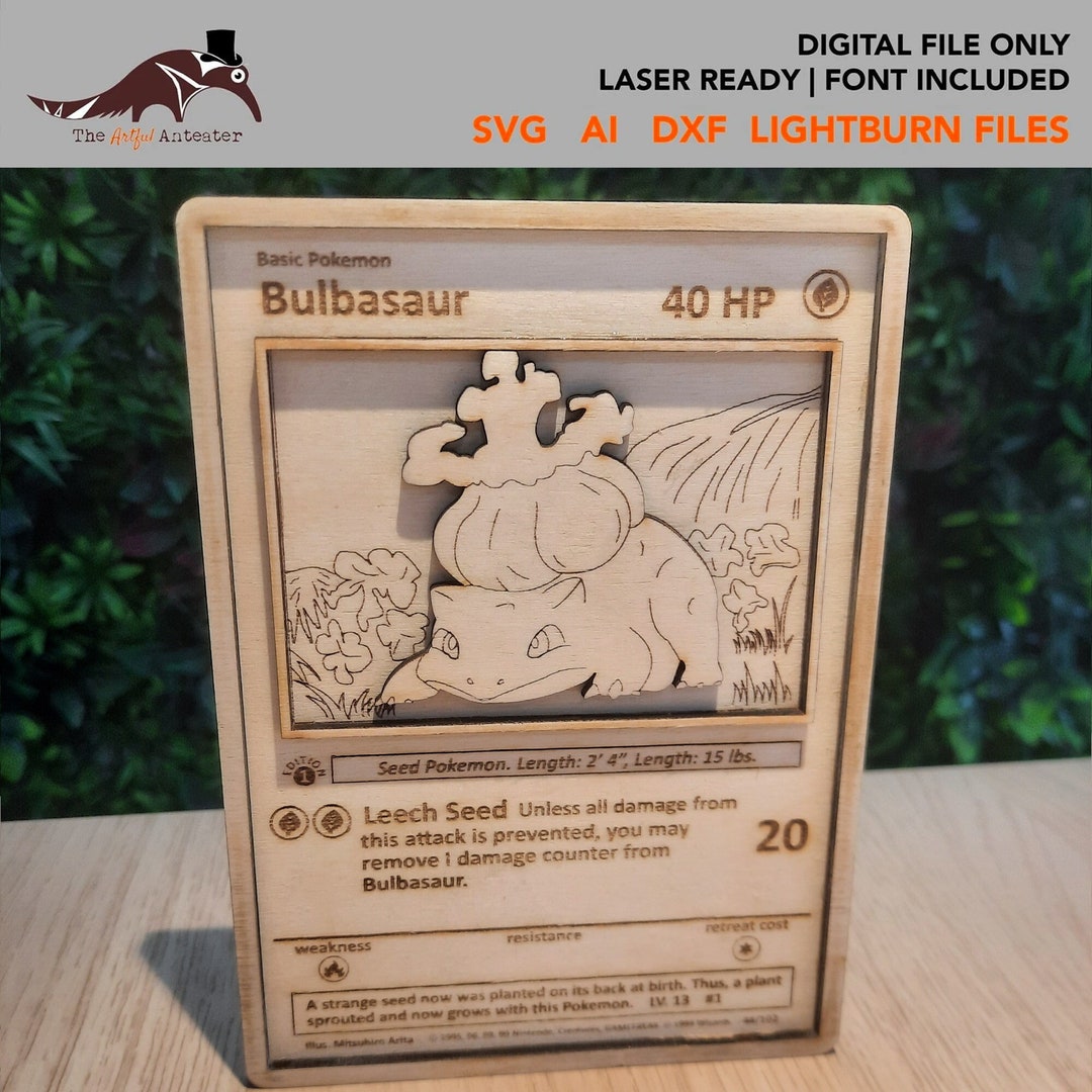Pokemon Trading Card Bulbasaur Laser Ready Template SVG DXF Laser Cut ...