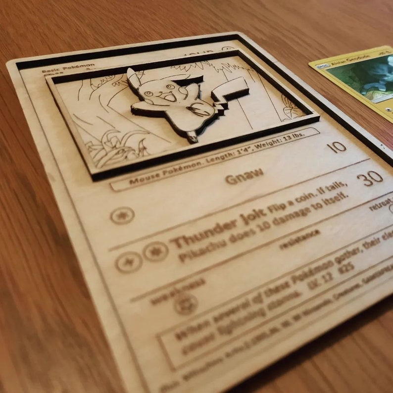 Pokemon Trading Card Pikachu Laser Ready Template SVG DXF Laser Cut ...