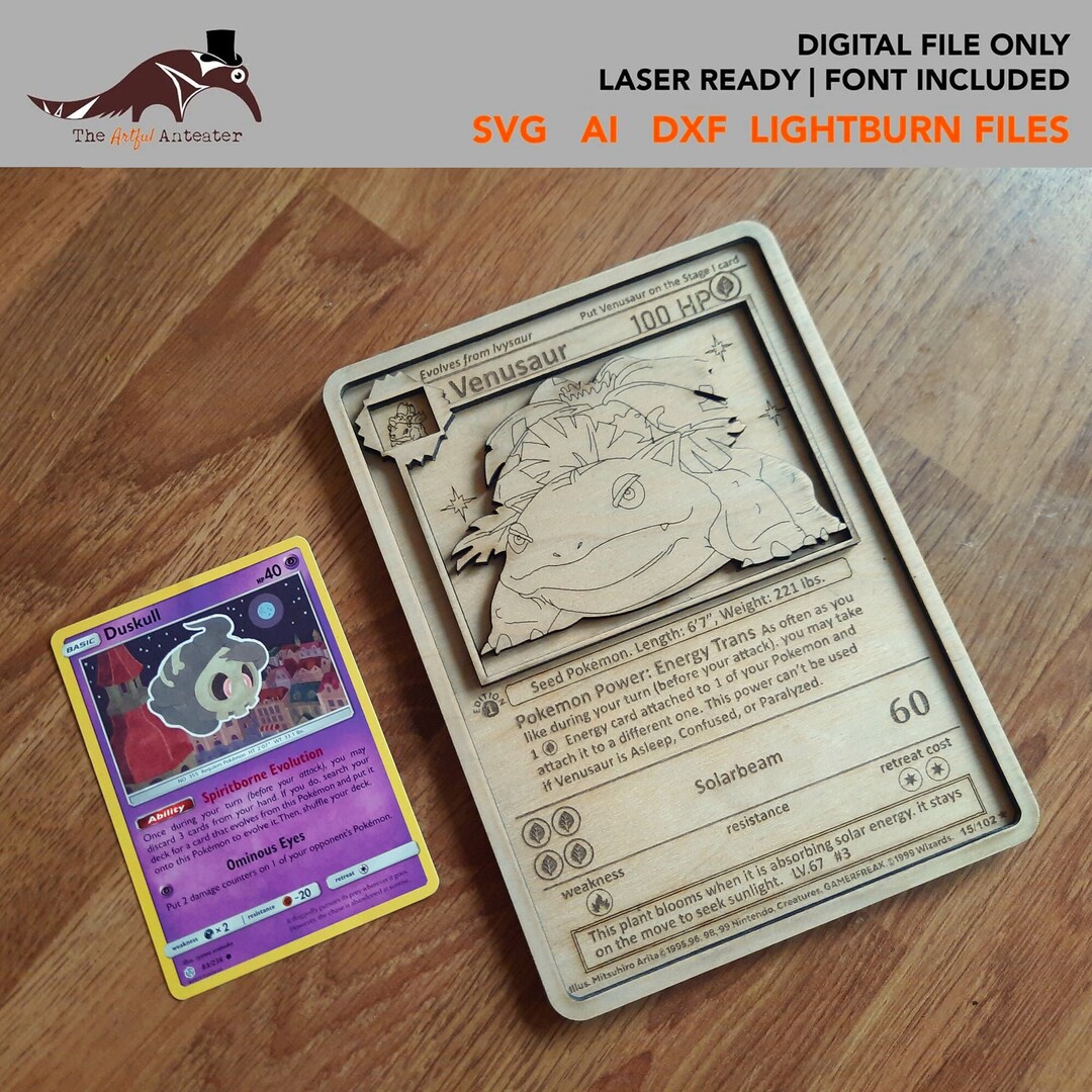 Pokemon Trading Card Venusaur Laser Ready Template SVG DXF Laser Cut ...