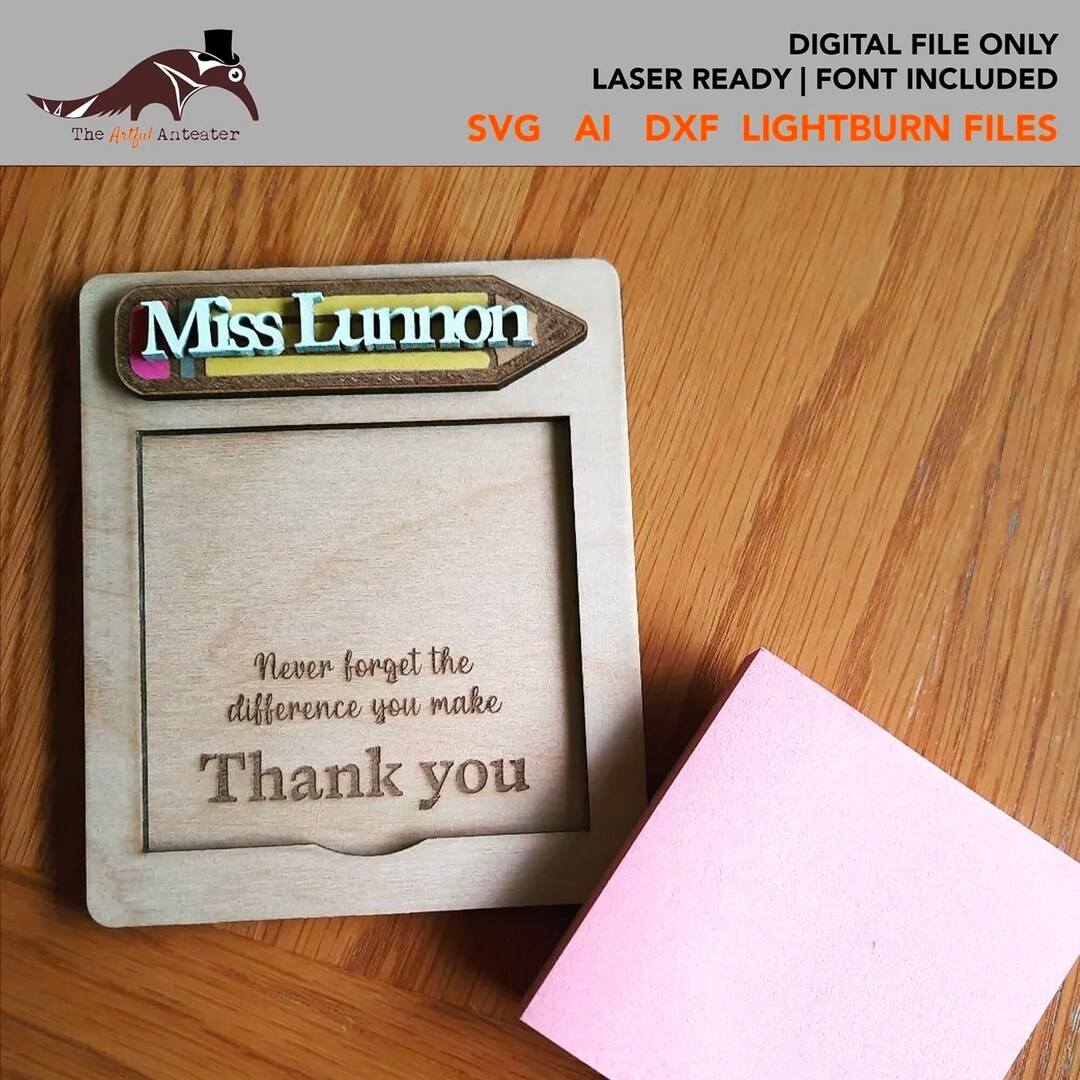 Personalised Post-it Notepad Stand Teacher Thank You Gift Laser Ready ...