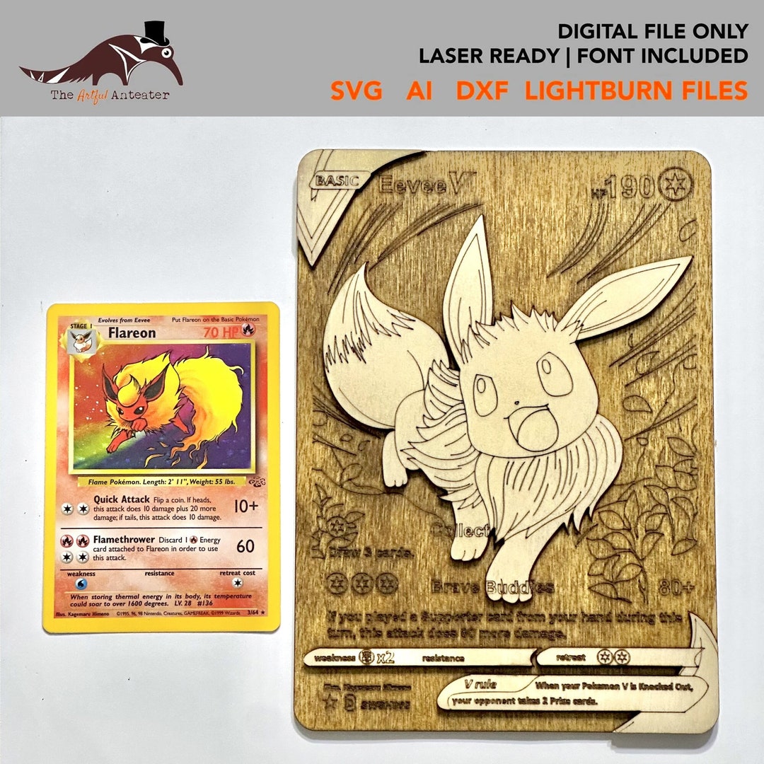 Pokemon Trading Card Eevee Laser Ready Template SVG DXF Laser Cut File ...
